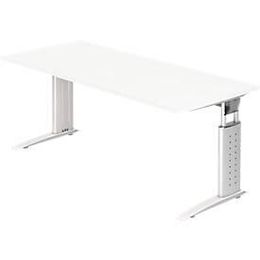 Schreibtisch TARVIS, C-Fuß, Quadrat, B 1800 mm, Gestell weiß, höhenverstellbar, weiß