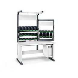 Bott Arbeitsplatzsystem Avero Komplettmodul 3, elektrisch höhenverstellbar, HPL beschichtete Spanplatte, bis 300 kg, lichtgrau/anthrazitgrau