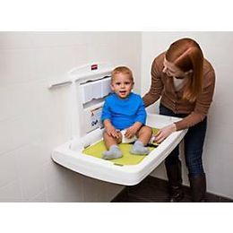 Baby-Wickelstation Rubbermaid®, für die horizontale Wandmontage, antimikrobiell, klappbar, Ablage, Halterung für bis zu 40 Unterlagen, PP, weiß