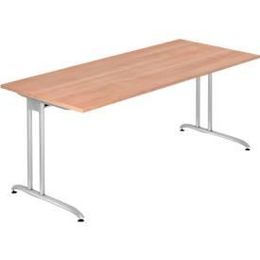 Schreibtisch TARA, C-Fuß, Rechteck, B 1800 x T 800 x H 720 mm, Nussbaum-Dekor