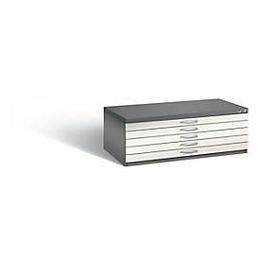 C+P Planschrank aus Stahl, für Formate bis DIN A1, 5 Schubladen, grau/perlweiß