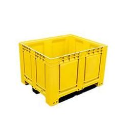 Palettenbox Big Box 680 l, B 1200 x T 1000 x H 790 mm, geschlossen, gelb, 3 Kufen