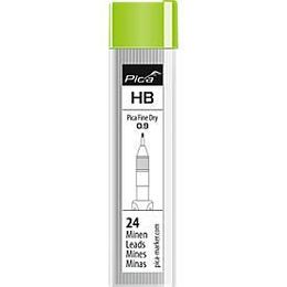 Bleistiftmine Pica Fine Dry HB 7030, Minendurchmesser 0,9 mm, Härtegrad HB, Schreibfarbe graphit, 24 Stück in Dose mit Drehdeckel