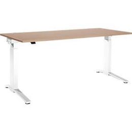 Schäfer Shop Schäfer Shop Genius Schreibtisch PLANOVA ERGOSTYLE, elektrisch höhenverstellbar, Rechteck, C-Fuß, B 1600 x T 800 x H 715-1182 mm, Eiche/weiß