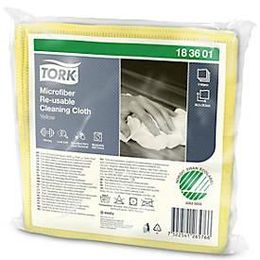 Tork® Microfaser Reinigungstücher 183601, fusselarm, 6 Tücher, wiederverwendbar, L 150 x B 150 mm, gelb