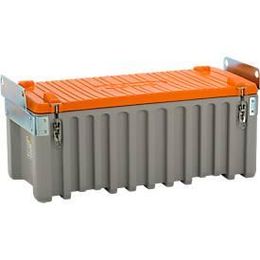 Transport- und Pritschenbox CEMO CEMbox 250, Polyethylen, 250 l, L 1240 x B 600 x H 570 mm, stapelbar, kranbar, grau/orange