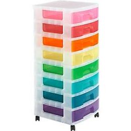 Really Useful Box Boxenturm, 8 x 9 Rainbow, mit Rollen