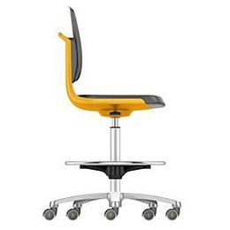 bimos Arbeitsdrehstuhl Labsit hoch, Kunstleder, Sitz-Stopp-Rollen, B 450 x T 420 x H 560 - 810 mm, orange