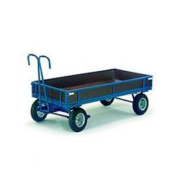 ROLLCART Handpritschenwagen mit Bordwänden, Lufträder, 2460 x 1210 mm