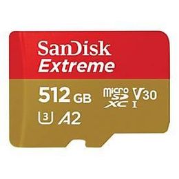 Sandisk Extreme - Flash-Speicherkarte (microSDXC-an-SD-Adapter inbegriffen) - 512 GB - A2 / Video Class V30 / UHS-I U3 / Class10 - microSDXC UHS-I