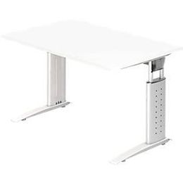 Schreibtisch TARVIS, C-Fuß, Quadrat, B 1200 mm, Gestell weiß, höhenverstellbar, weiß