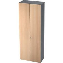 Schrank TOPAS LINE, Akten/Garderobenschrank, 6 Ordnerhöhen, B 800 mm, graphit/Eiche-Dekor