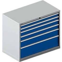 Schäfer Shop Schäfer Shop Select Schubladenschrank 54-27, 6 Schübe, bis 200 kg, B 1023 x T 572 x H 850 mm, weißalu/enzianblau