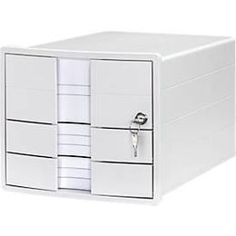 Schubladenbox HAN Impuls 2.0, Format A4, 3 geschlossene Schübe, stapelbar, abschließbar, weiß