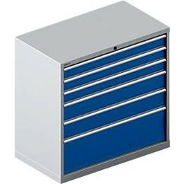 Schäfer Shop Schäfer Shop Select Schubladenschrank 54-27, 6 Schübe, bis 200 kg, B 1023 x T 572 x H 1000 mm, weißalu/enzianblau