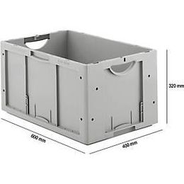 Schäfer Shop Euro Box Serie LTB 6320, 5-teiliges Sparset, aus Polypropylen, Inhalt 61,7 l, ohne Deckel, L 600 x B 400 x H 320 mm, grau