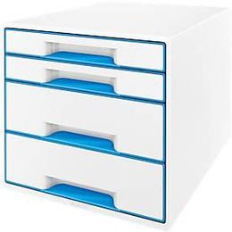 Leitz® Schubladenbox WOW CUBE 5213, 4 Schübe, DIN A4, Polystyrol, blau