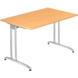 Schreibtisch TARA, C-Fuß, Rechteck, B 1200 x T 800 x H 720 mm, Buche-Dekor