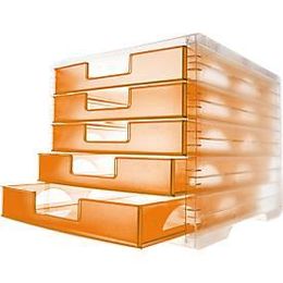 Styro® Schubladenbox Styro-Light, 5 Schübe, DIN C4, mandarin-transparent