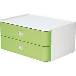 Schubladenbox HAN Allison Smart-Box, 2 Schübe mit Trennwänden, Kabelhalter, stapelbar, ABS-Kunststoff, grün