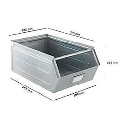 Schäfer Shop Schäfer Shop Select Sichtlagerkasten, mit Tragestab, L 524 x B 307 x H 201 mm, 26 l, 120 kg, Stahl, galvanisch verzinkt