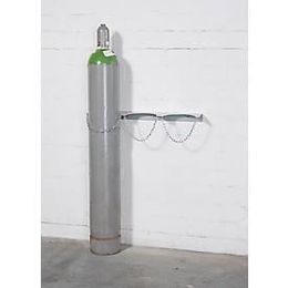 ASECOS Gasflaschen-Wandhalterung, Stahl, B 840 x T 175 x H 60 mm, 3 Flaschen Ø 230 mm, mit Kettensicherung