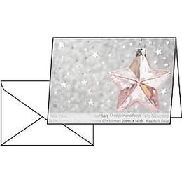 Weihnachtskarten Sigel Rose Star, 10 Stück, inkl. Umschlag, Silber-/Blindprägung, Glanzkarton, DIN A6