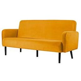 Dreisitzer Sofa easyChair® by Paperflow LISBOA, Stoffbezug safran, Fußgestell schwarz, B 1760 x T 815 x H 830 mm