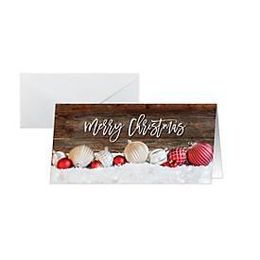 Sigel Weihnachtsmotiv-Karte "Red and white Christmas with dark wood", DIN lang (2/3 A4), 250g/m², 25 Stück, Weißkarton, Inkjet- & Laserdrucker