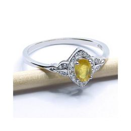 Goldene Hufeisen Silberring echter Gelber Saphir Ring 925 Sterling-Silber Rhodiniert