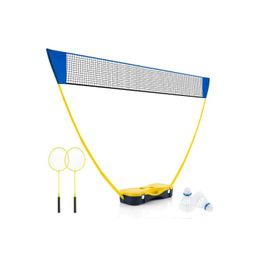 Costway Badmintonnetz, tragbares Badminton-Set mit Schlägern
