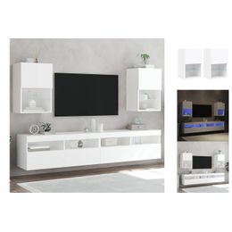 vidaXL TV-Schrank TV-Schränke mit LED-Leuchten 2 Stk Weiß 40