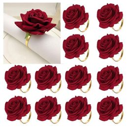 BlauCoastal Serviettenring 12 Pcs Rose Blume Serviettenringe Hochzeit Tischdekor