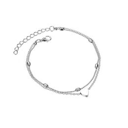 SOTOR Fußkette Doppelherz Kristall Fußkettchen Vintage Perlenkette für Strand Armband (1-tlg)