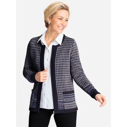 Jacquardstrickjacke CLASSIC Gr. 40, bunt (marine, ecru, gemustert) Damen Strickjacken