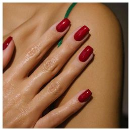 jalleria Kunstfingernägel Einfache mittelgroße rechteckige Reihe einfarbiger Nagelflicken