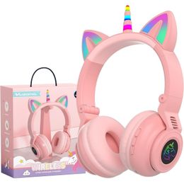 YUSONIC Einzigartiges Einhorn-Kopfhörer Kinder-Kopfhörer (Erlebe erstaunlichen Klang mit den 40 mm Lautsprechern