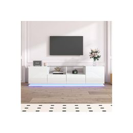 Gotagee TV-Schrank Hochglänzender TV-Schrank LED Fernsehtisch Lowboard Fernsehschrank