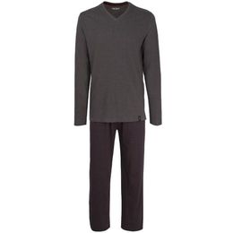 Ceceba Schlafanzug Ceceba Pyjama Herren V-Ausschnitt Schlafanzug Sleepwear grau bügelfrei