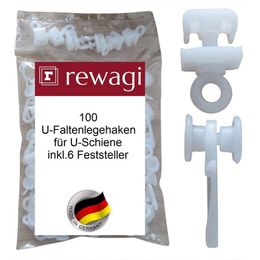 Gardinengleiter 100 U-Faltenrollen inkl. 6 Feststeller für U-Schiene