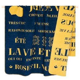 Pad Wohndecke Decke Vita Blau mit französischen Schlagworten (150x200cm)