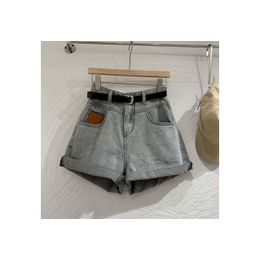 FIDDY Jeansshorts Weißgraue Denim-Shorts für den Sommer lässig locker mit hoher Taille