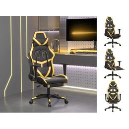 vidaXL Bürostuhl Gaming-Stuhl mit Massage Fußstütze Schwarz Golden Kunstleder