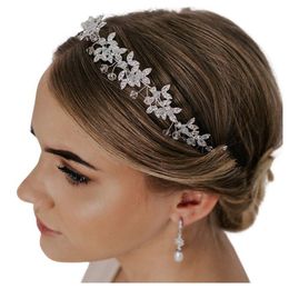 Runxizhou Haargummi Silber Haarschmuck Hochzeit Blume Stirnbänder Haarband