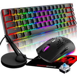 LexonElec 60% Mini 68 Tasten RGB Beleuchtung Wired USB C Gaming Tastatur- und Maus-Set
