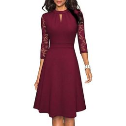 FIDDY 2-in-1-Kleid Damen Elegant Hollow Out Spitze Swing Retro Party Cocktailkleid