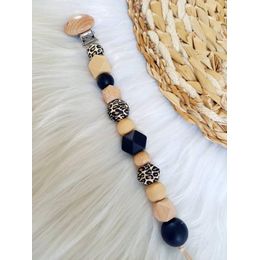 suebidou Schnullerbefestigung Baby Schnullerkette Schnullerclip Nuckelkette aus Holz und Perlen