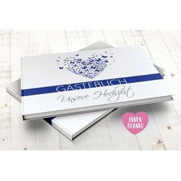 bigdaygraphix Notizbuch Gästebuch Hochzeit A4 quer Schmetterling Oxford Blau