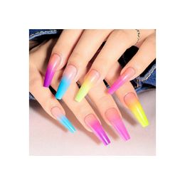 AUKUU Kunstfingernägel Sommerliche Sommerliche tragbare Nägel mit buntem Farbverlauf