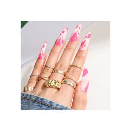 AUKUU Kunstfingernägel Tragbarer Tragbarer Nagel Flicken mit rosa Kuhmuster